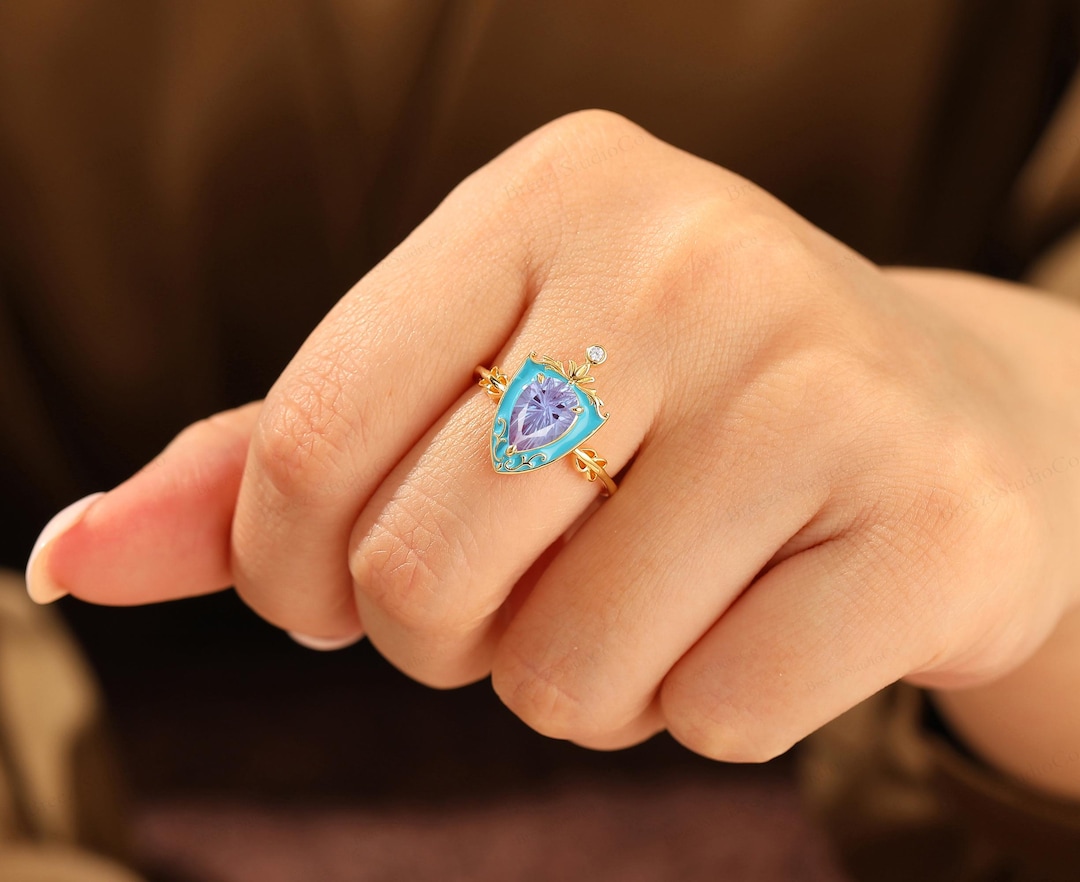 Nature Inspired Fireworks Cut Alexandrite Engagement Ring Vintage ...