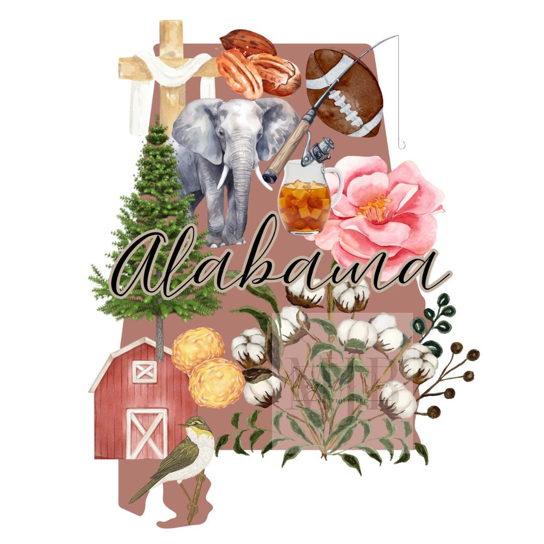 Alabama PNG State Image Illustration - Etsy
