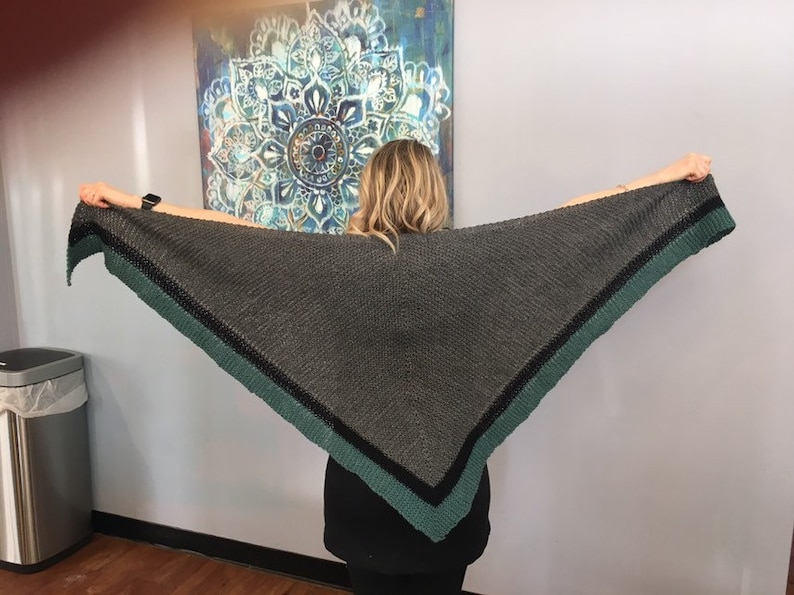 Intarsia Striped Triangular Short Row Shawl Knitting Pattern - Etsy