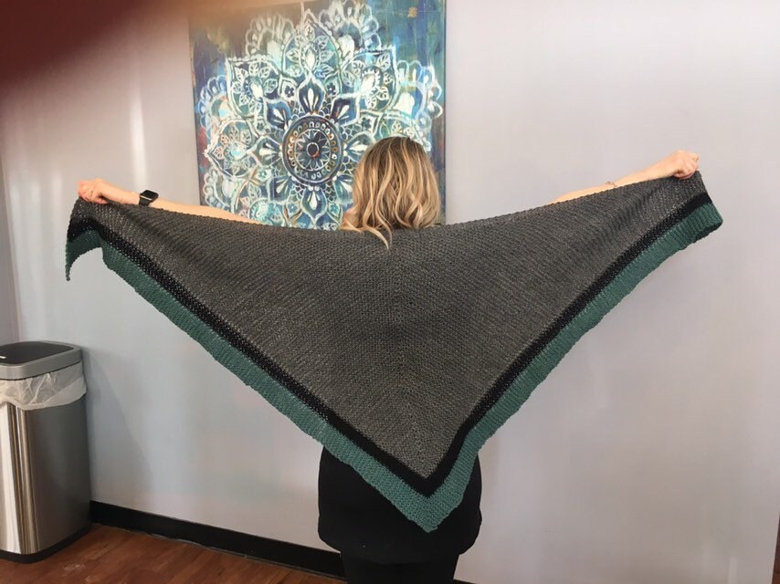 Intarsia Striped Triangular Short Row Shawl Knitting Pattern - Etsy