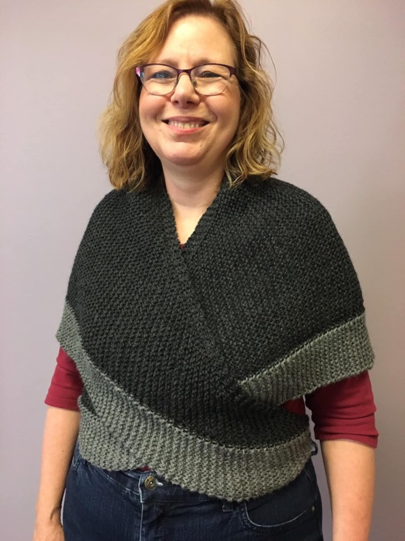 Intarsia Striped Triangular Short Row Shawl Knitting Pattern - Etsy