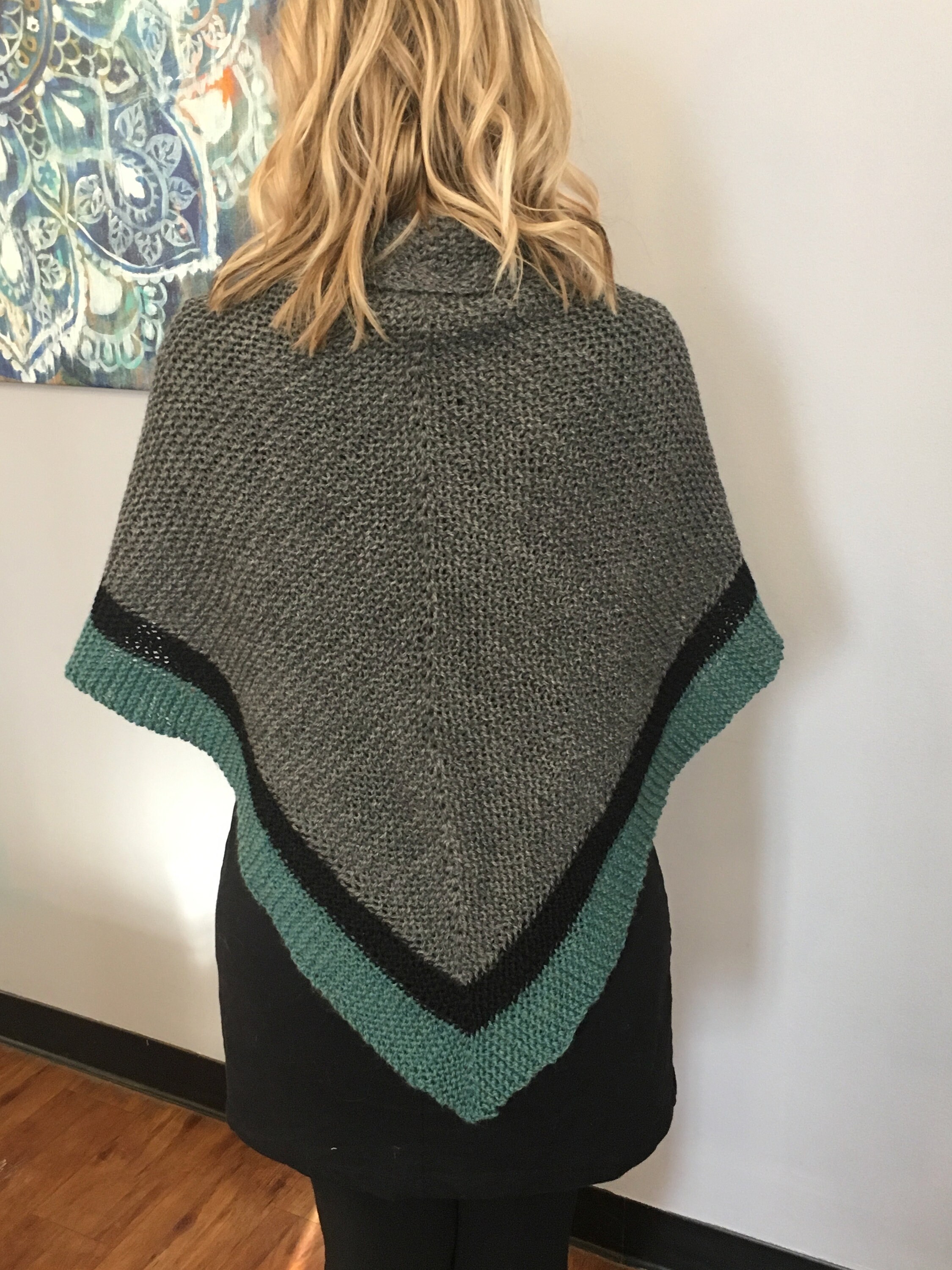 Intarsia Striped Triangular Short Row Shawl Knitting Pattern - Etsy