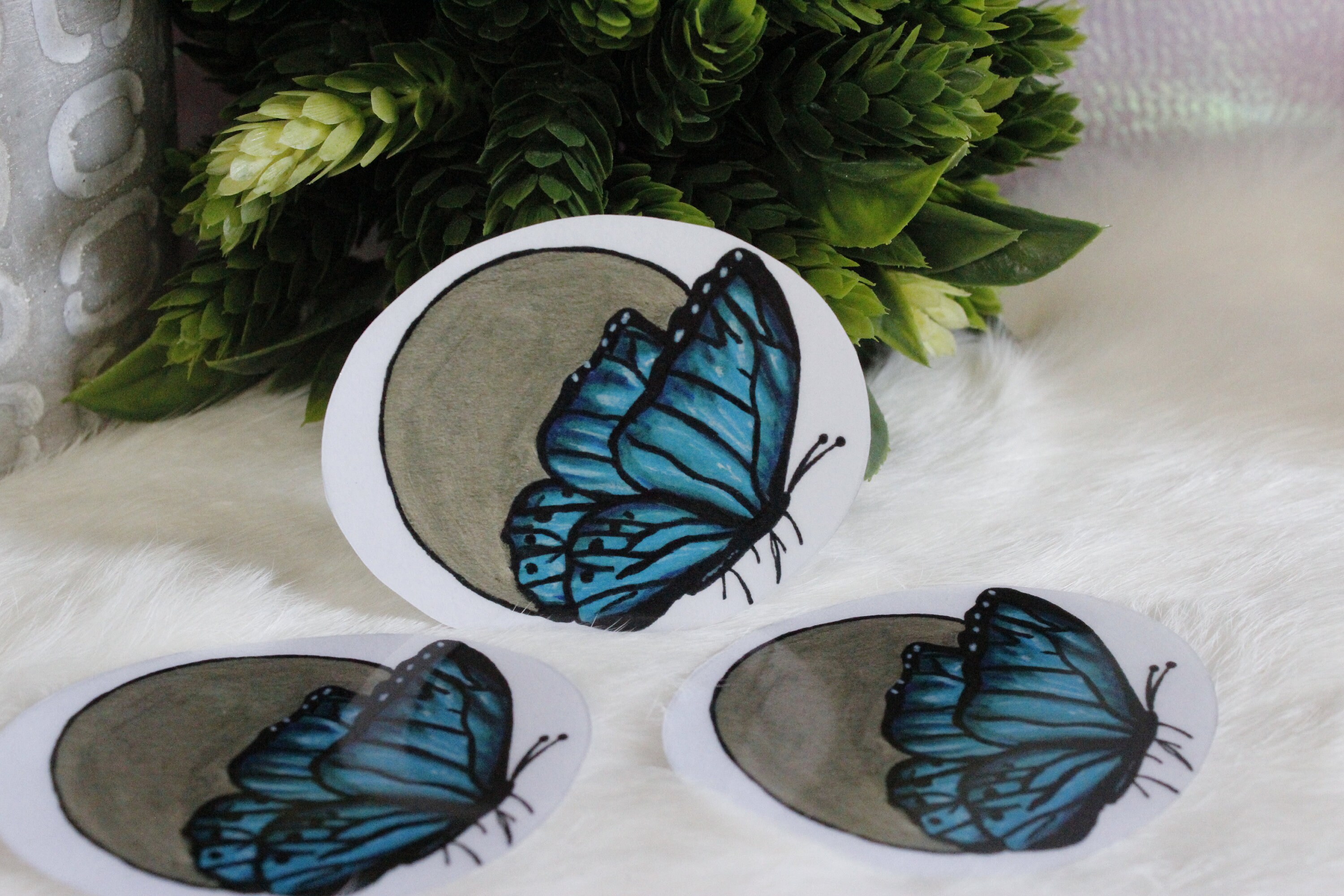 Blue Butterfly Sticker - Etsy
