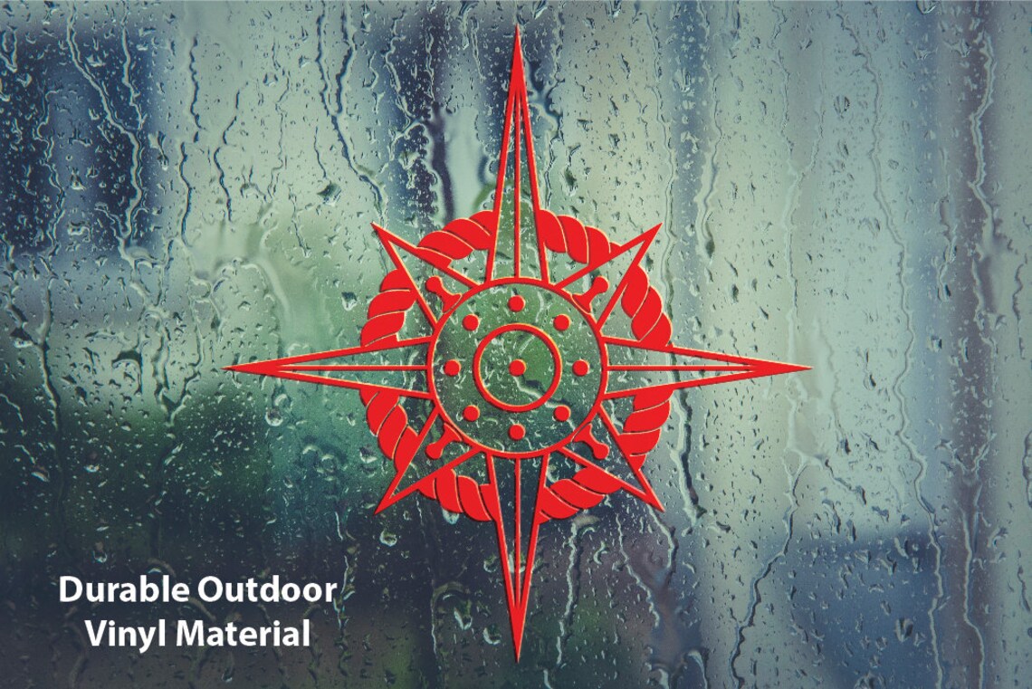 Custom Compass Rose and Rose Vinyl Sticker | Etsy