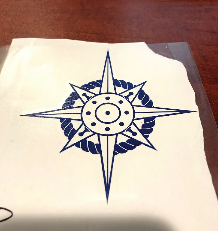 Custom Compass Rose and Rose Vinyl Sticker - Etsy