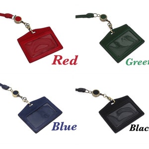 Retractable Leather ID Holder, Badge Holder, ID Holder Leather Lanyard ...