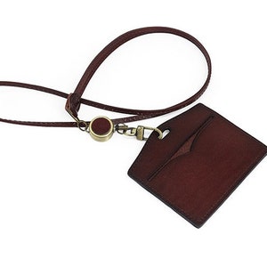 Retractable Leather ID Holder, Badge Holder, ID Holder Leather Lanyard ...