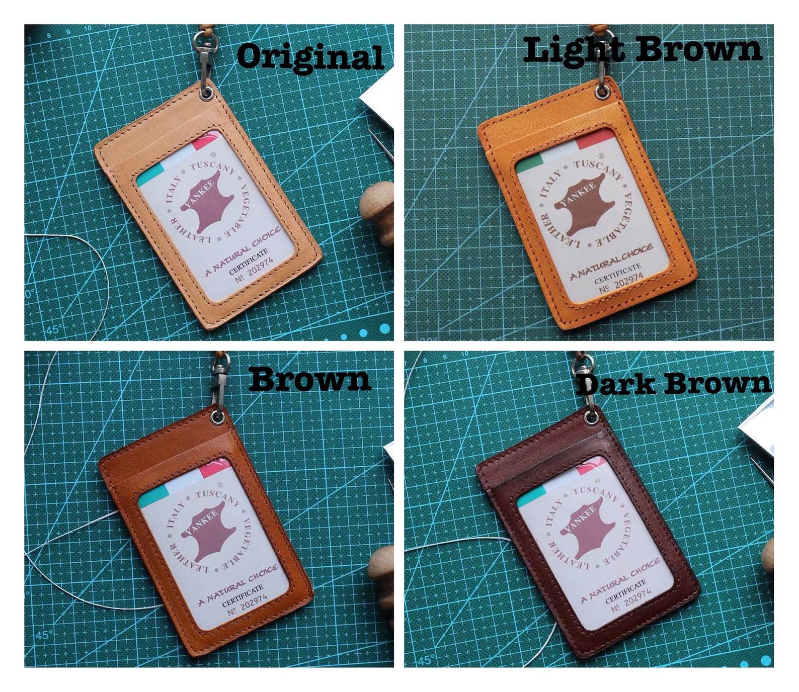 Leather ID Holder Badge Holder ID Holder Leather Lanyard | Etsy