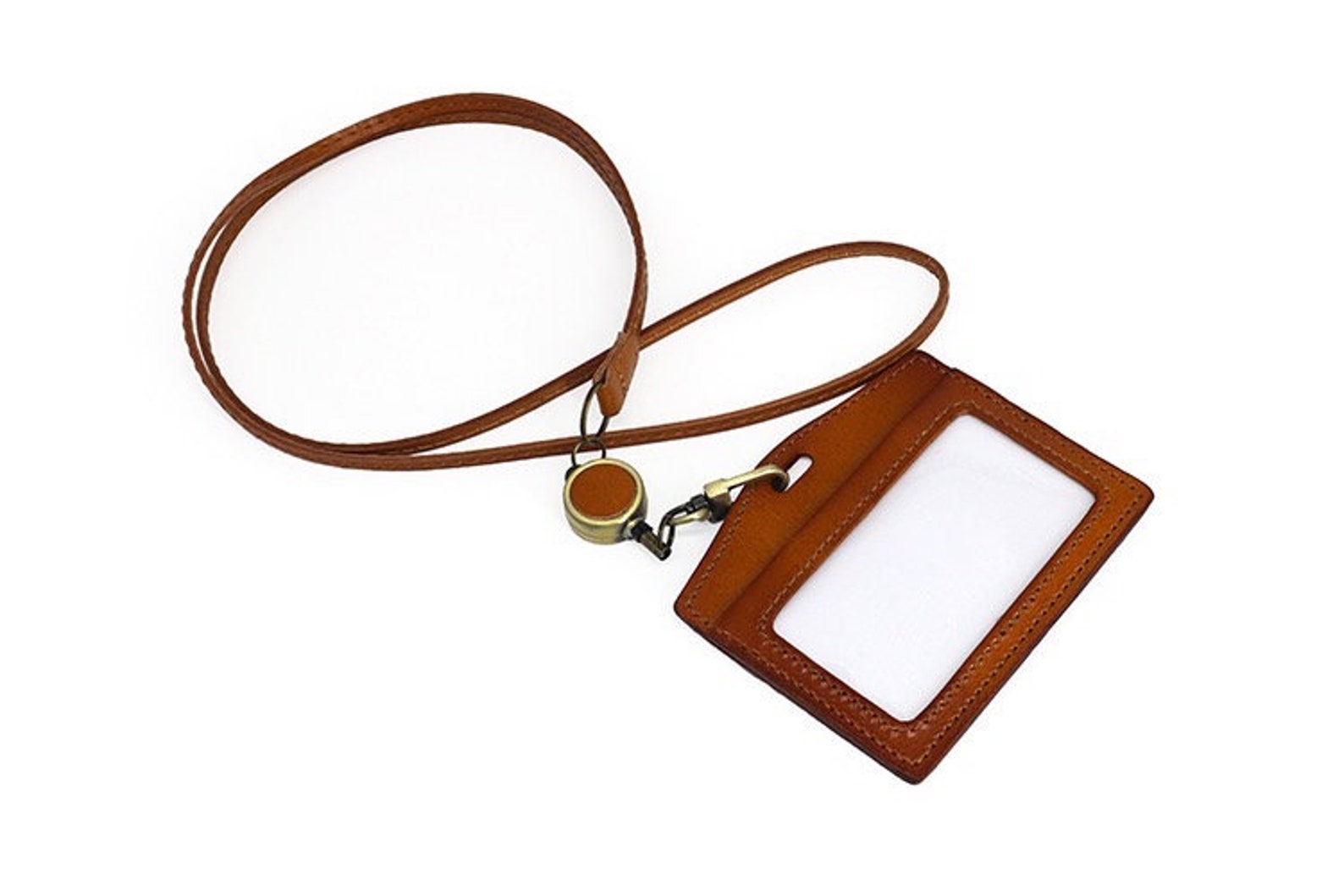 Retractable Leather ID Holder, Badge Holder, ID Holder Leather Lanyard ...