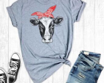 Cow bandana tshirt | Etsy