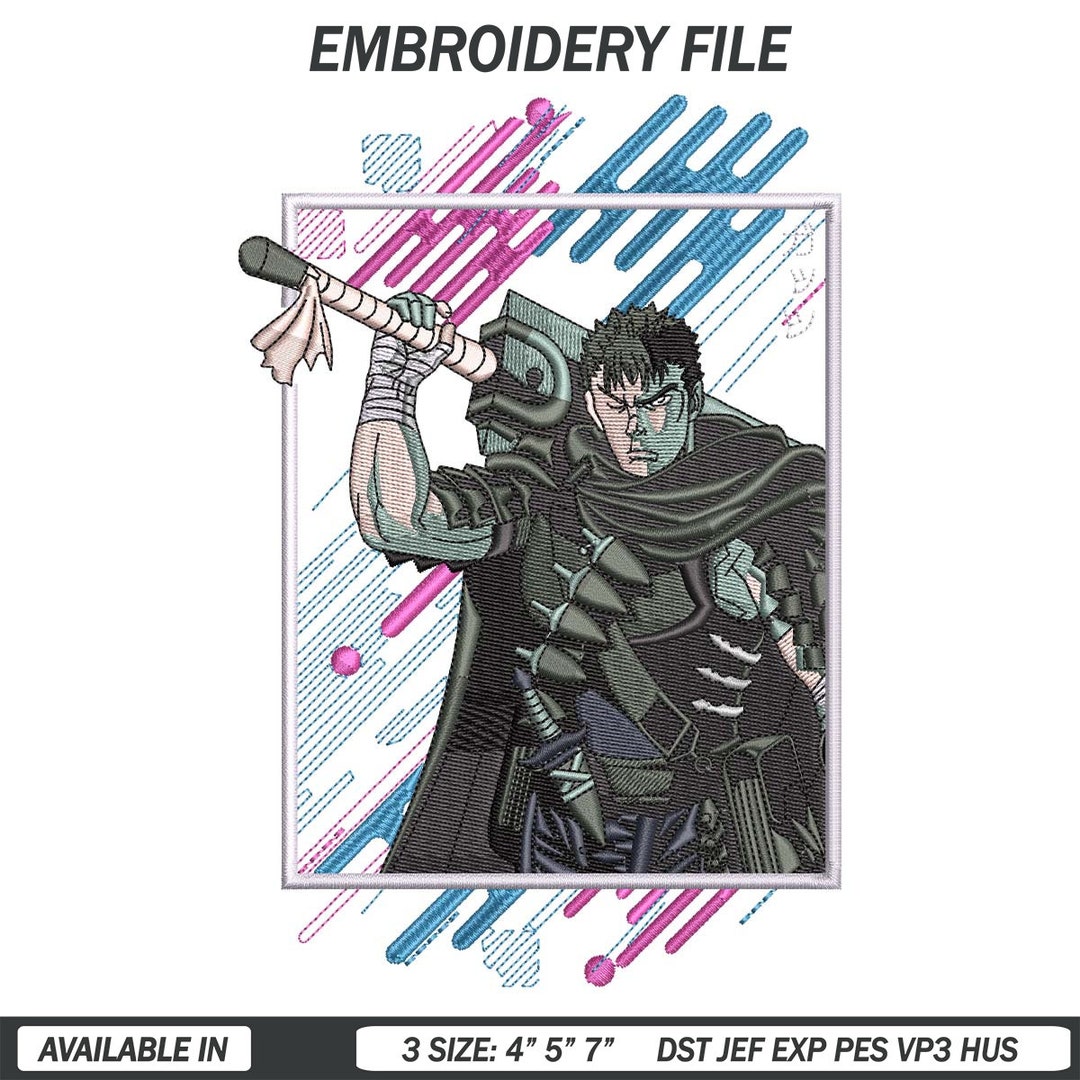 Berserk the Black Swordsman Anime Embroidery, Anime Embroidery Design ...