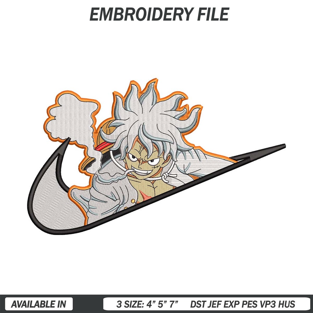 Luffy Gear Embroidery Design, Anime Embroidery Design, Machine ...