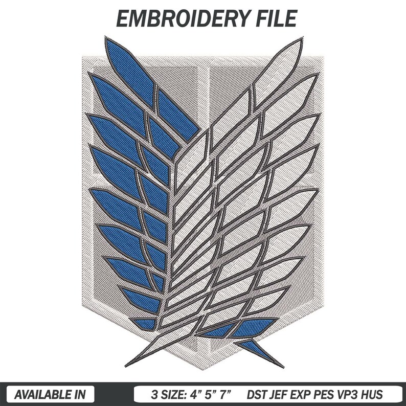 Attack on Titans Survey Corps Logo Embroidery, Anime Embroidery Design ...