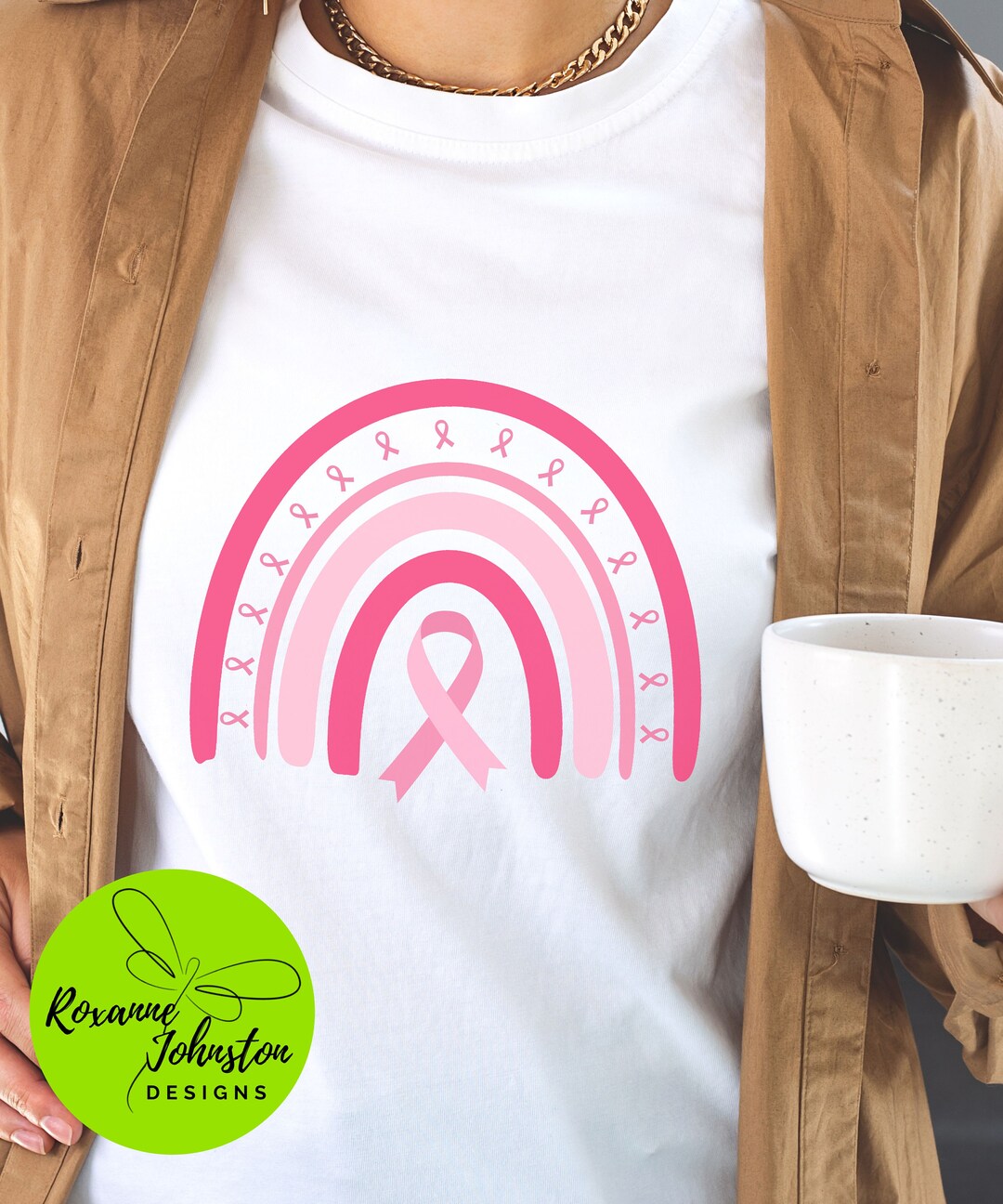 Boho Rainbow and Breast Cancer Awareness Ribbon Shirt - Etsy