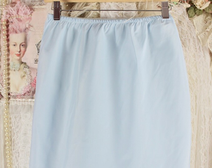 Vintage 60s Powder Blue Half Slip, Elastic Waist, Bow Detail, Romantic ...