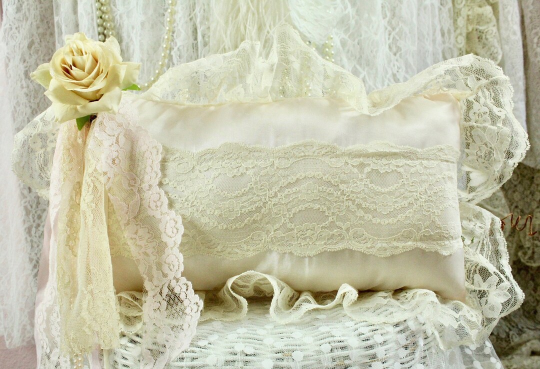 Romantic Decorative Lace Throw Pillow, Handmade Rectangle Pillows ...