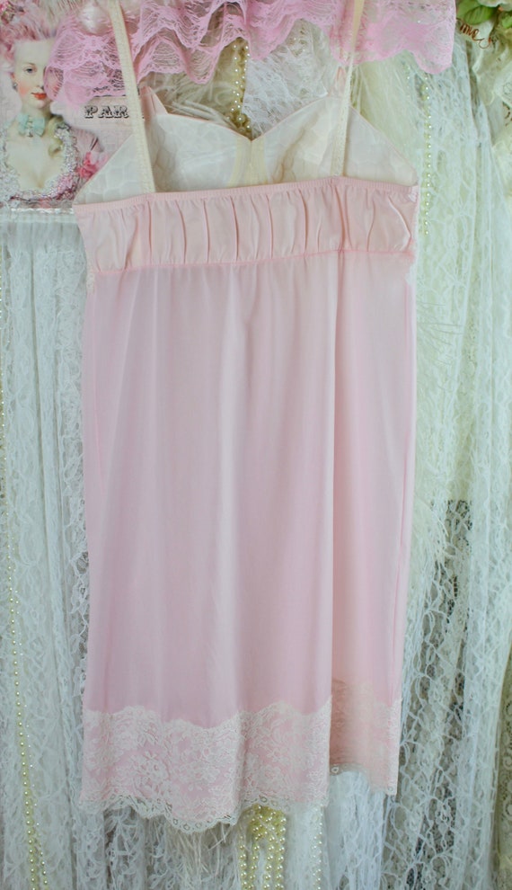 Vintage 60s Romantic Baby Pink Lingerie Lace Slip, Br… - Gem