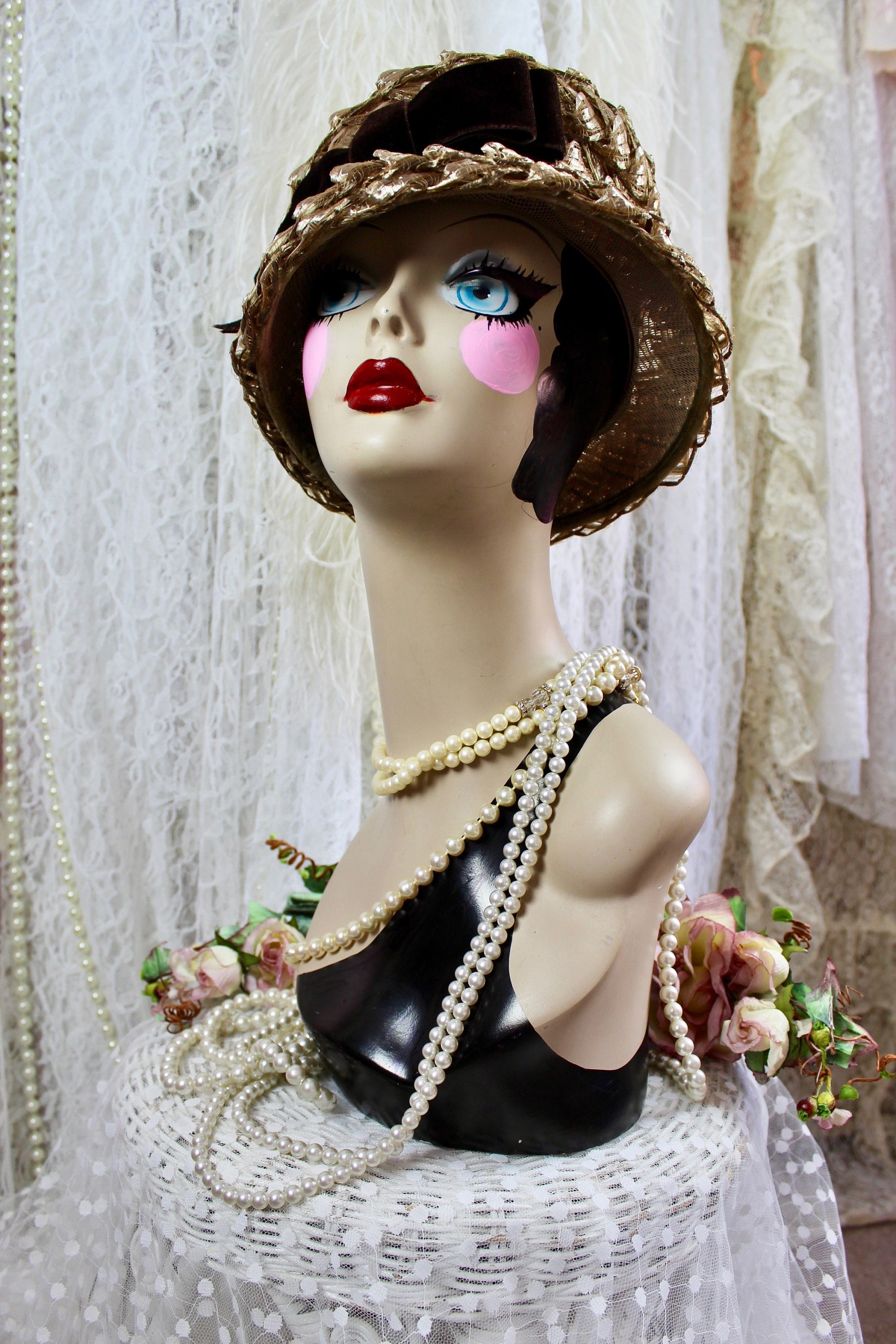 Vintage Beautiful 60s Sears Millinery Hat, Raffia Cloche Hat, Velvet ...