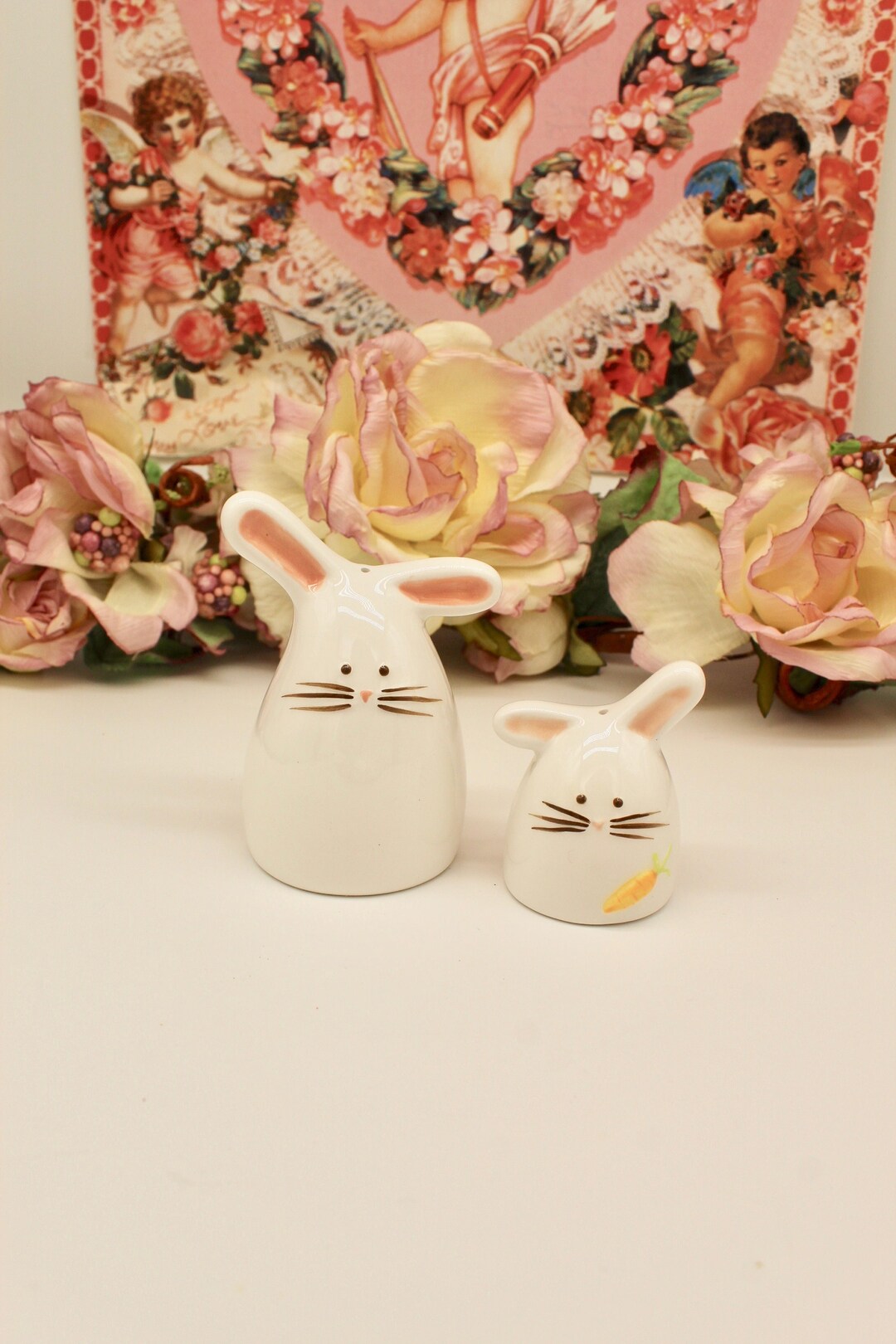 Vintage 2 Piece Set Bunny Salt & Pepper Shakers, Cute Bunnies, Ceramic ...