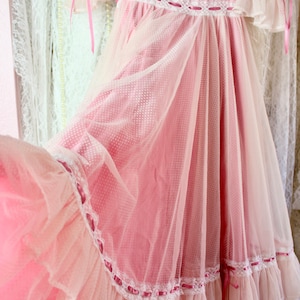 Vintage Victorian Romantic Pink Ruffle Dress, Cottage Core, Lace, Pink ...