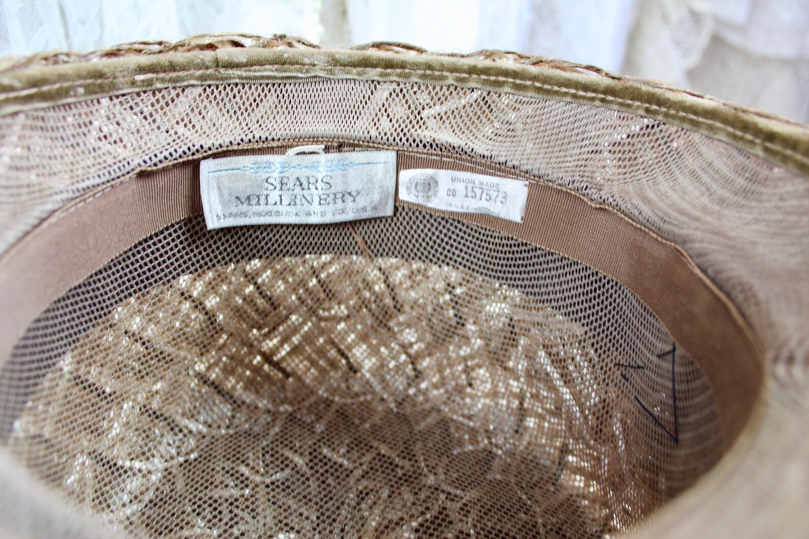 Vintage Beautiful 60s Sears Millinery Hat, Raffia Cloche Hat, Velvet ...