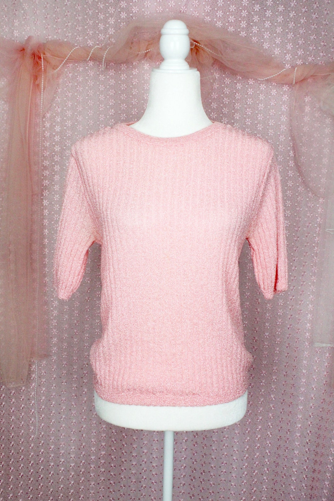 Vintage 60s 70s Pink Knitwear Top, Women's Knit Tops, VTG Pink El Mar ...