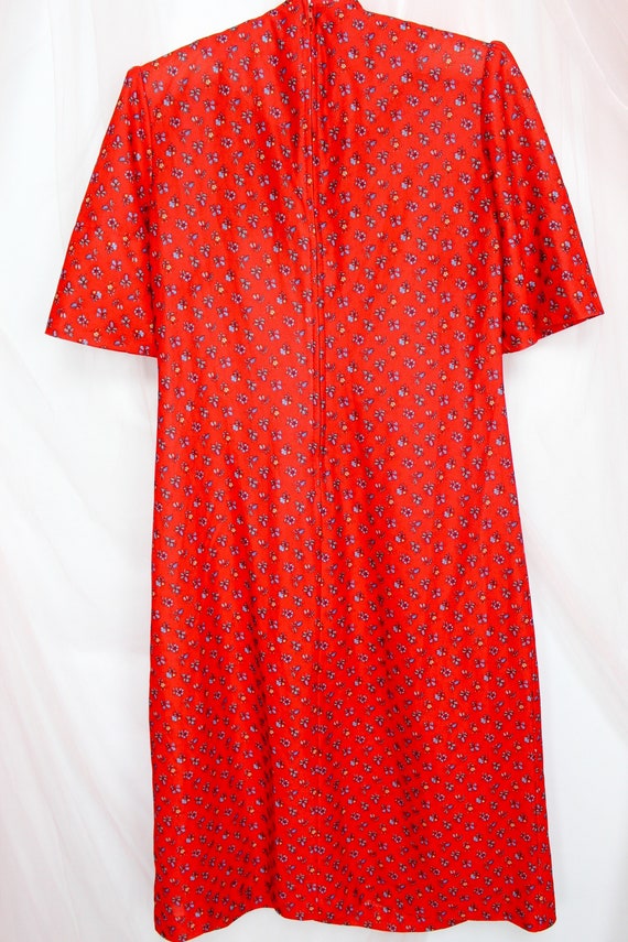 Vintage 70s Red Floral Print Dress, VTG Women Floral… - Gem