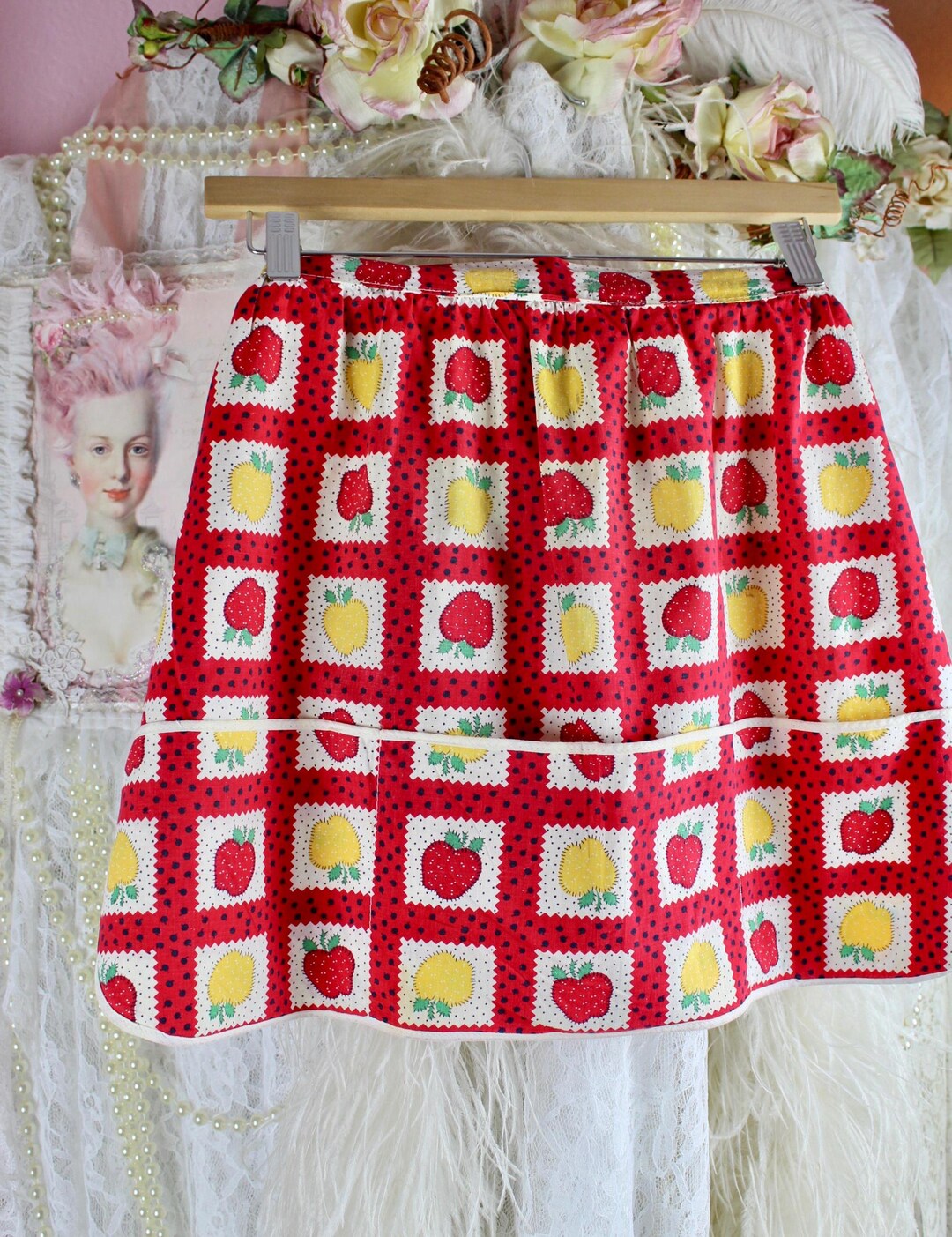 Vintage Country Cottage Fruity Kitchen Apron, Half Aprons, Front ...