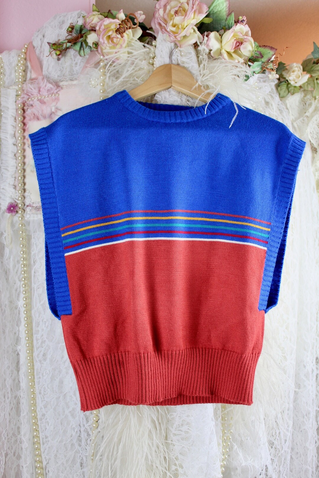 Vintage 70s 80s Andrew St.john Striped Sweater Vest, Wide Arm Opening ...