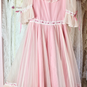 Vintage Victorian Romantic Pink Ruffle Dress, Cottage Core, Lace, Pink ...