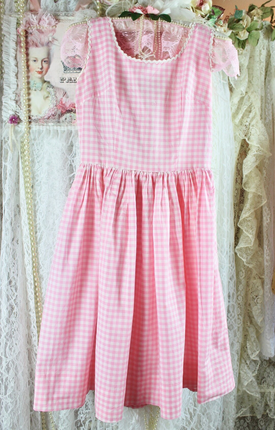 Vintage 50s 60s Pink/white Gingham Dress, Spring/summer Dress, A-line ...