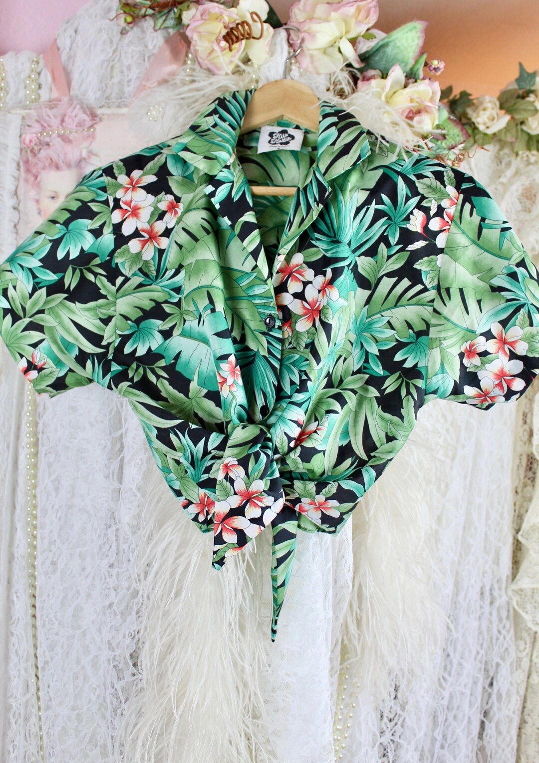 Vintage 80s 90s Hilo Hattie Hawaiian Top, Tropical Pattern, Small ...