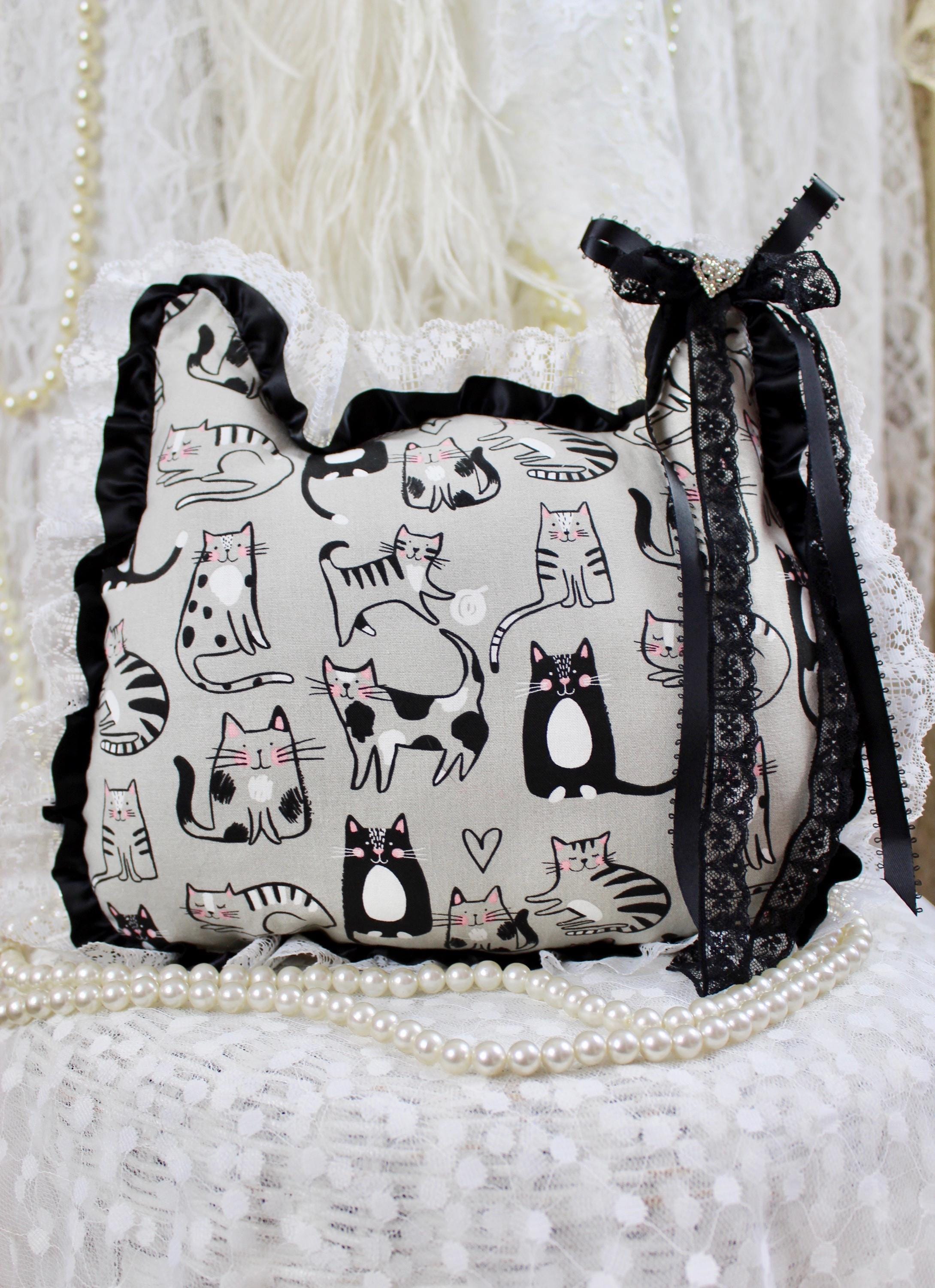 Small Cat Head Throw Pillows, Handmade Cat Pillows, Gray & Black ...