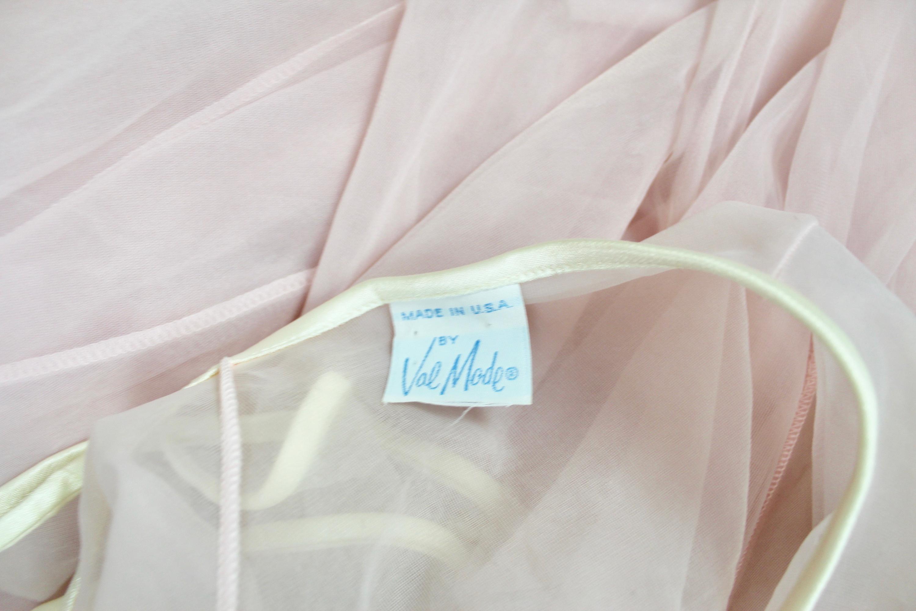 Vintage 70s Pink Sheer Val Mode Long Robe Slip, Sleepwear Robes, Floral ...