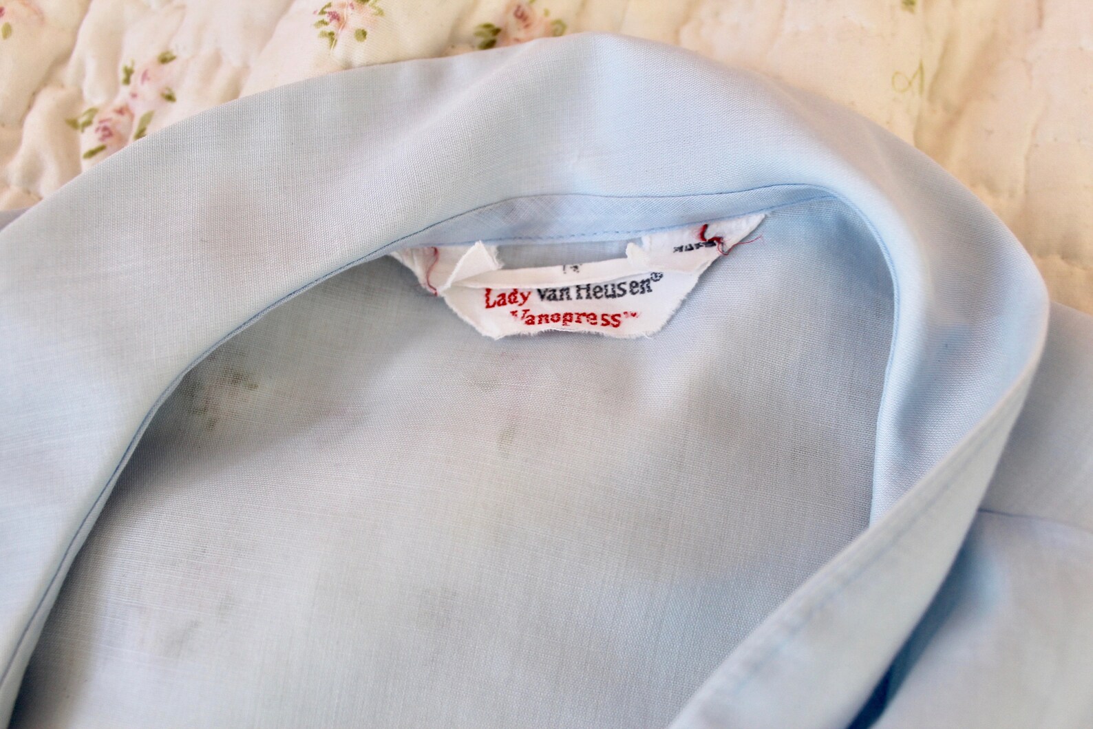Vintage 60s 70s Lady Van Heusen Vanopress Powder Blue Blouse, Small ...