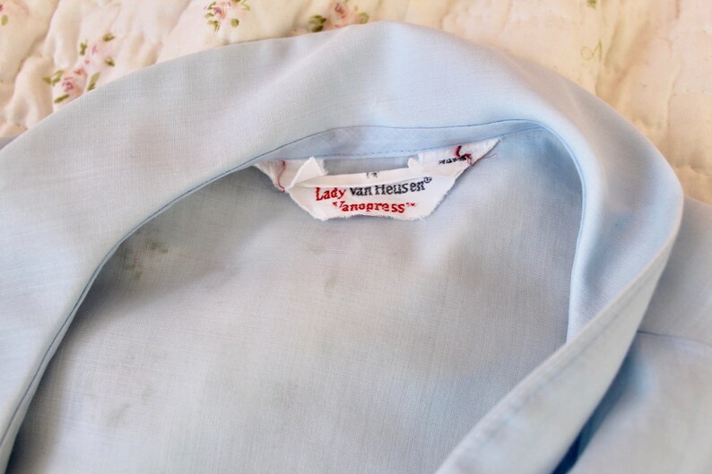 Vintage 60s 70s Lady Van Heusen Vanopress Powder Blue Blouse, Small ...