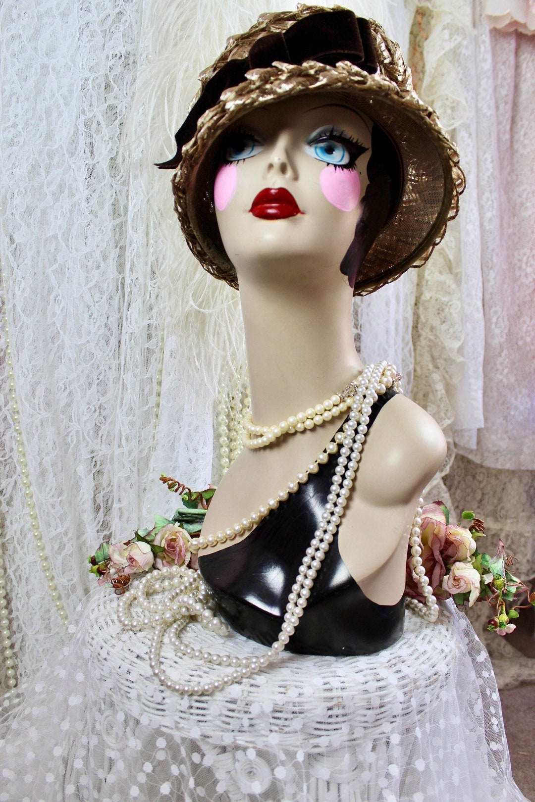Vintage Beautiful 60s Sears Millinery Hat, Raffia Cloche Hat, Velvet ...