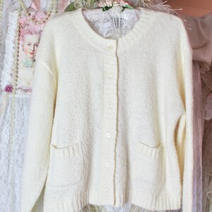 Vintage 90s Basic Editions Cream Cardigan Sweater, 2 Front Pockets ...