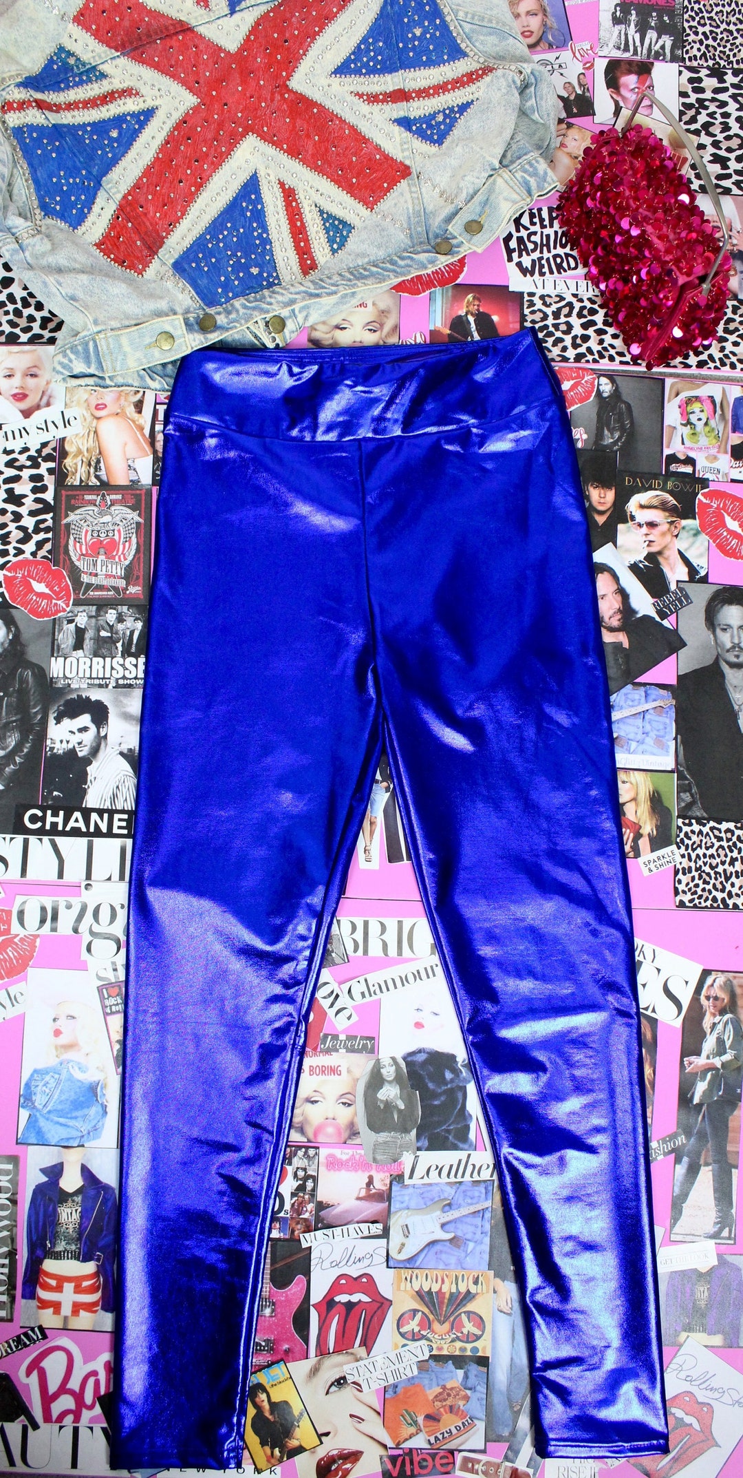 Metallic Blue Leggings - Etsy