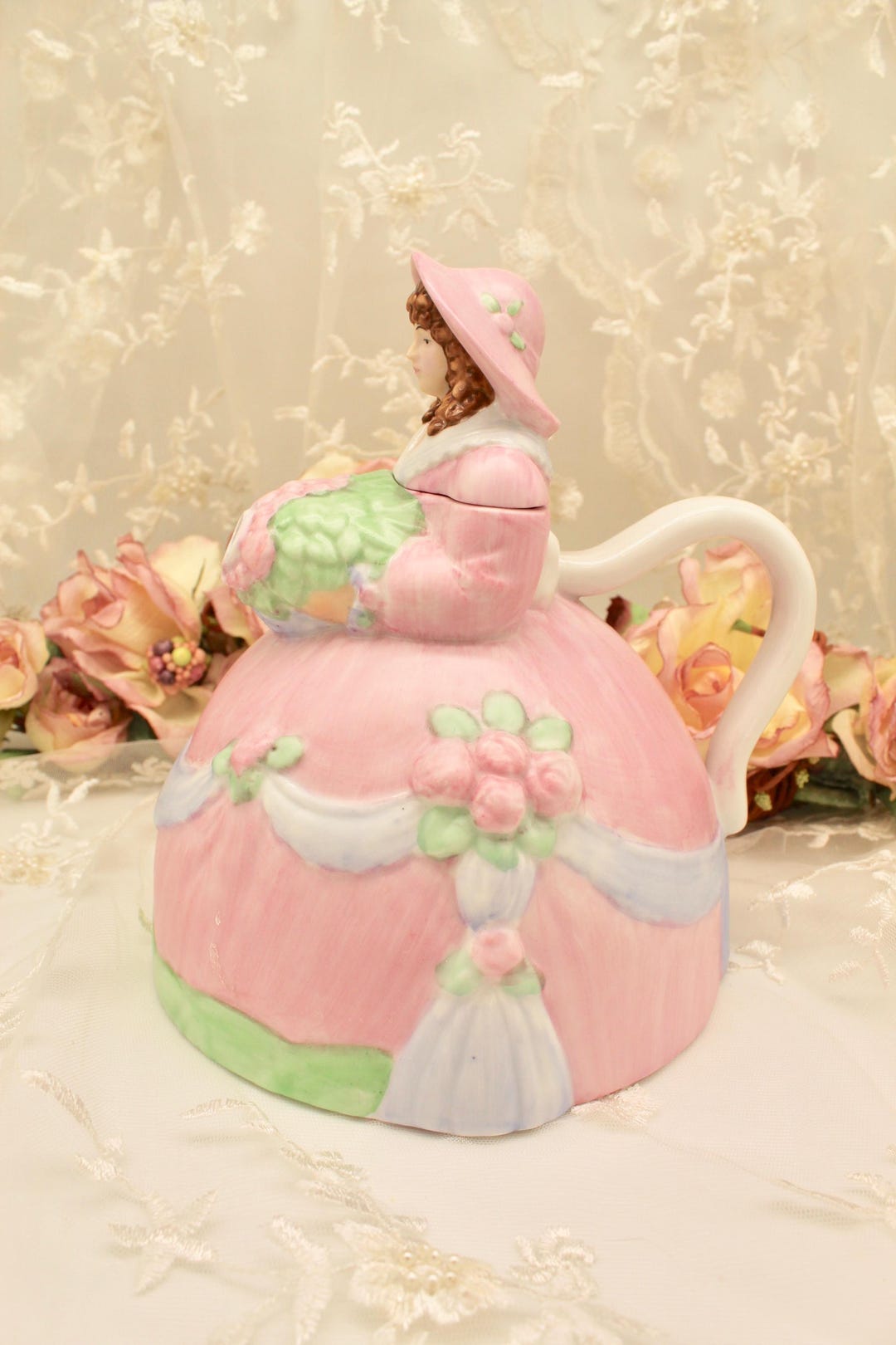 Vintage Victorian Pink Lady Teapot by Applause, Lovely Decorative Tea ...