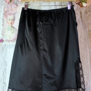 Vintage 50s 60s Black Half Slip, Floral Lace Trims, Side Slit Opening ...