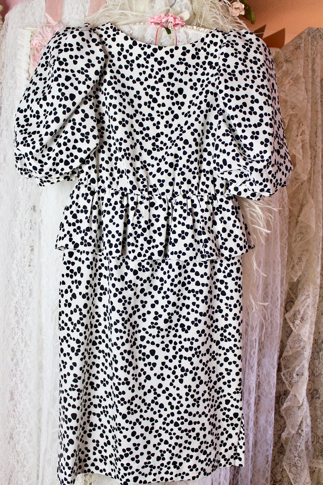 Vintage 80s Beautiful Victor Costa Black & White Pattern Dress ...