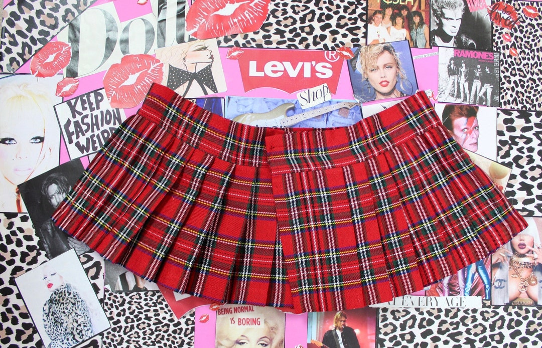 Y2ks Rot / Schwarz Micro Mini Plaid Faltenrock, Sexy Mini Röcke ...