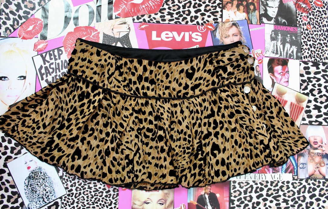 Vintage Y2ks Sexy Leopard Micro Mini Skirt Flirty Mini Skirt - Etsy