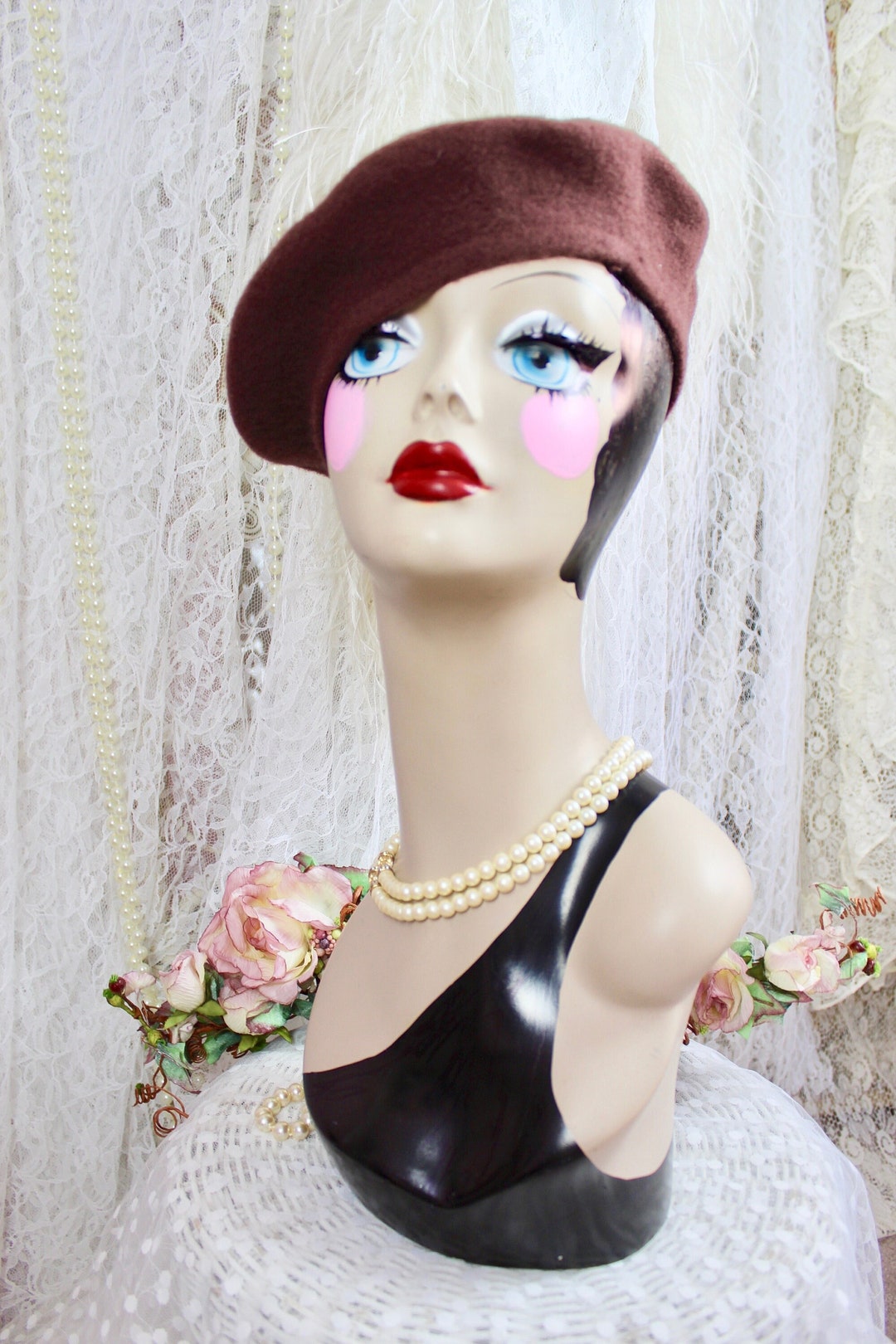 Vintage 60s Brown Small Beret, Wool Berets, Classy Mid Century Berets ...