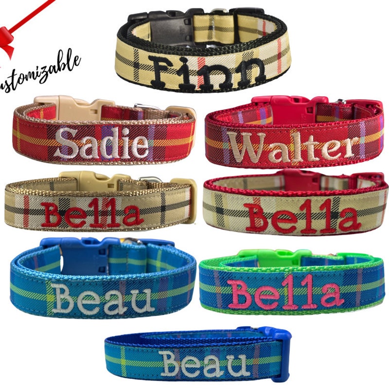 Plaid Dog Collar - Etsy