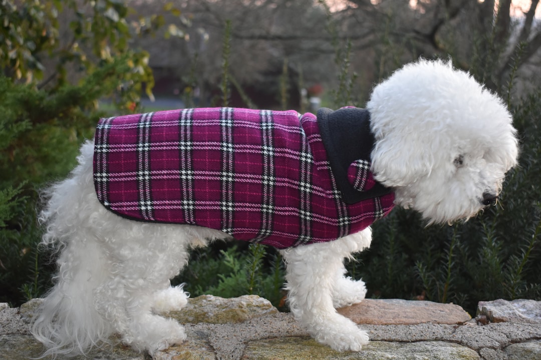 Custom Pink Plaid Dog COATS for Girls - Warm Dog Coat, XXS Small Large ...