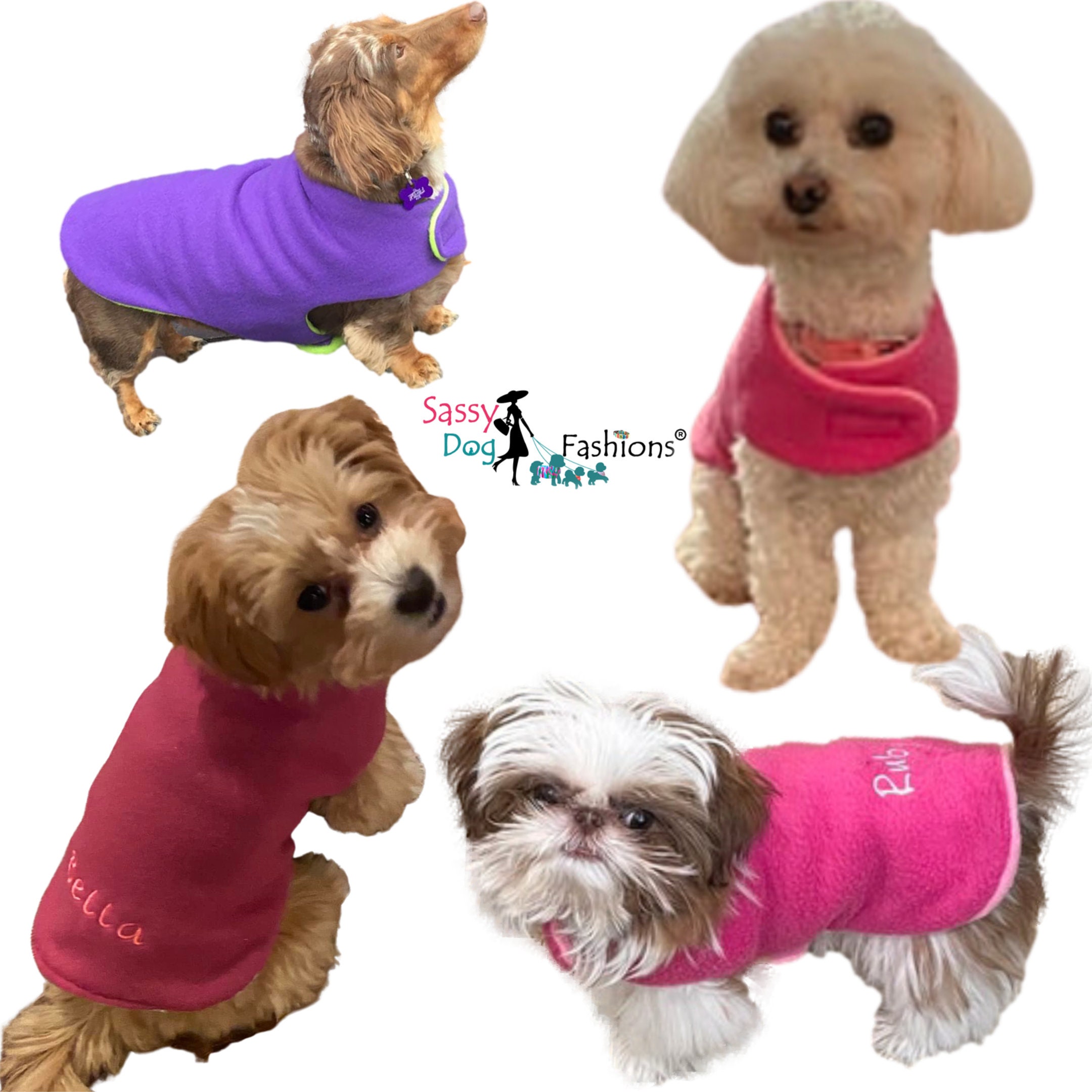 Customizable Fleece Dog Sweater in 20 Solid Colors, Custom Fleece Dog ...