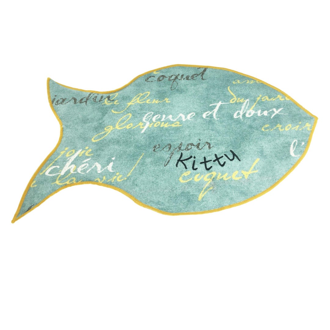 PERSONALIZED Fish Shape Food Water Bowl Placemat for Cats With ...