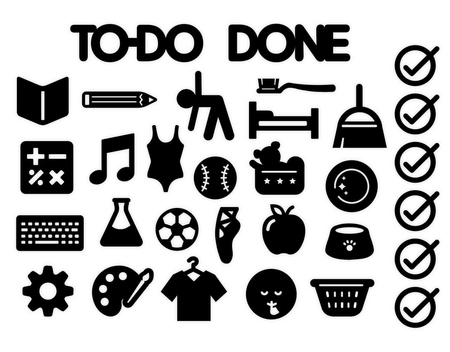 Routine, Chore + Educational Felt Cutouts | Removable, Easy-cling Icons ...